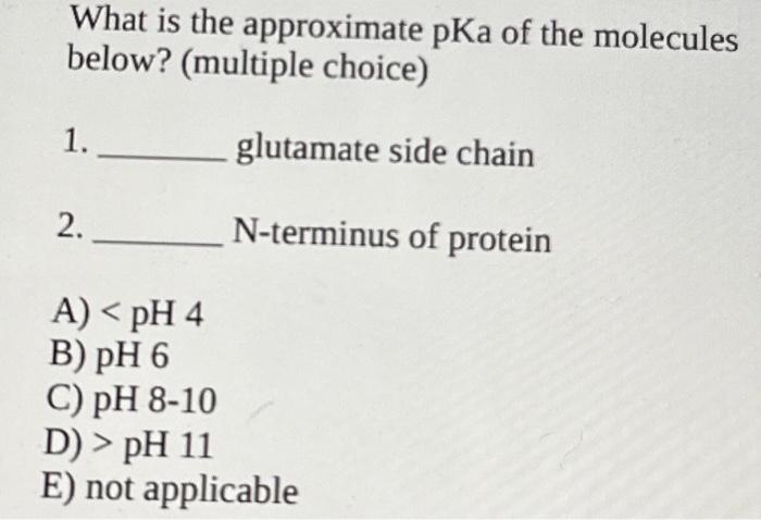 Solved What is the approximate pKa of the molecules below? | Chegg.com