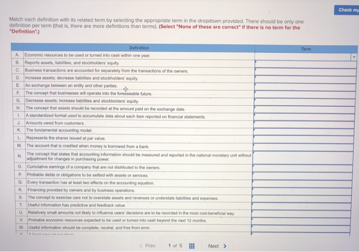 Solved Check Match each definition with its related term by | Chegg.com