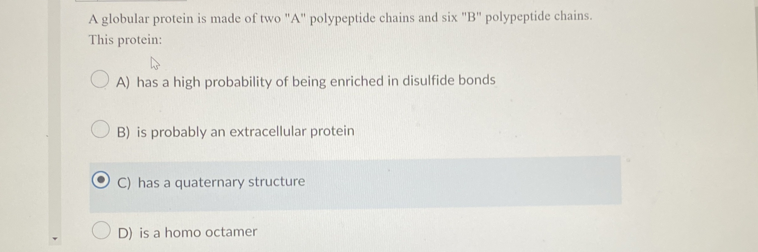 Solved A globular protein is made of two " ﻿A " ﻿polypeptide | Chegg.com