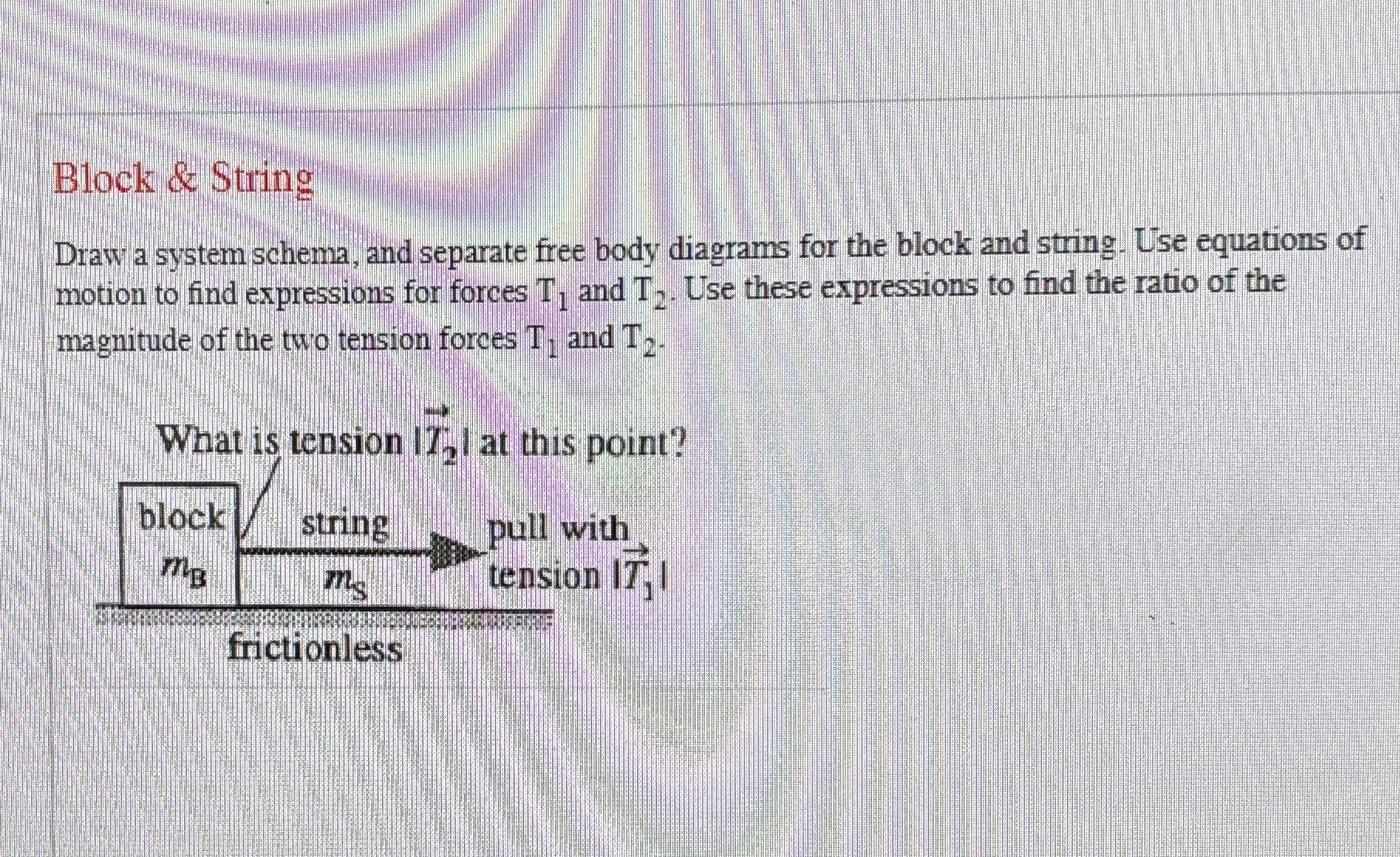 Solved Block & StringDraw a system schema, and separate free | Chegg.com