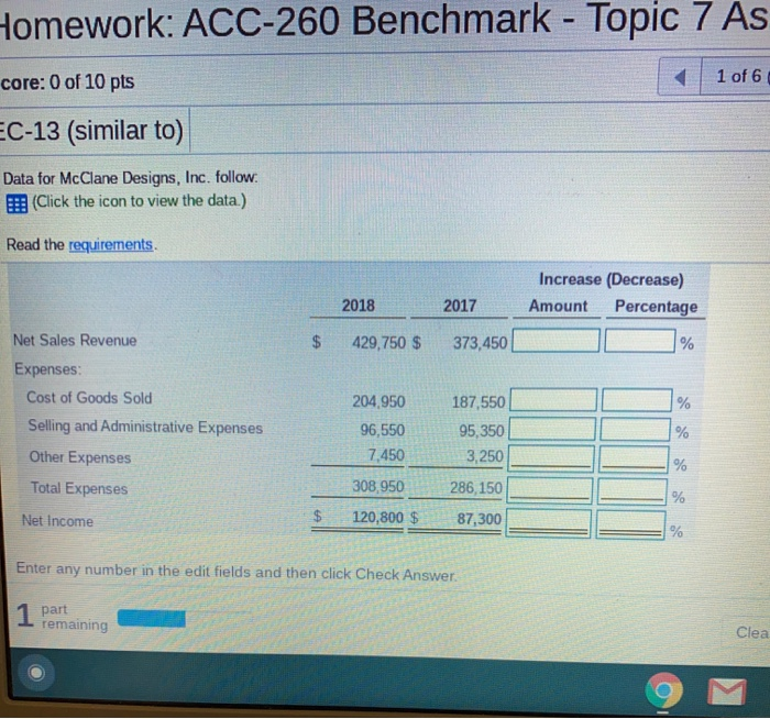 Solved Save Homework Acc 260 Benchmark Topic 7 Assignment