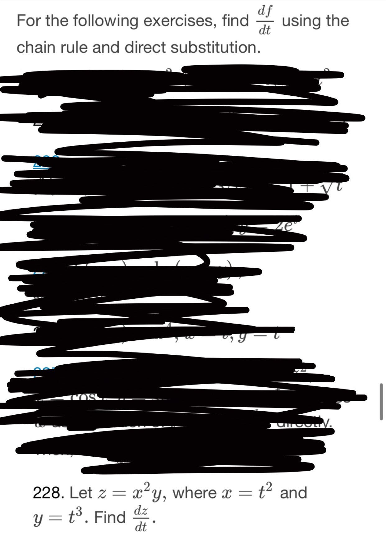 Solved For the following exercises, find dfdt ﻿using the | Chegg.com