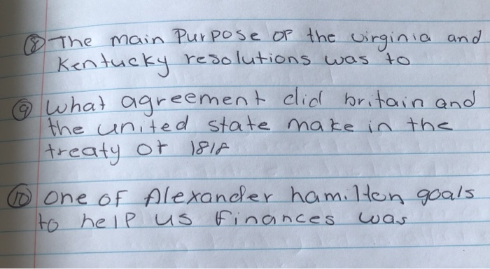 Solved 8 The main purpose of the virginia and Kentucky | Chegg.com