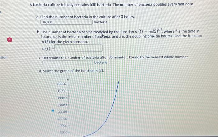 d. Select the graph of the function n(t). | Chegg.com