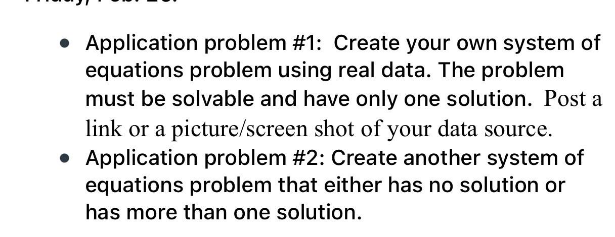 Solved • Application problem #1: Create your own system of | Chegg.com