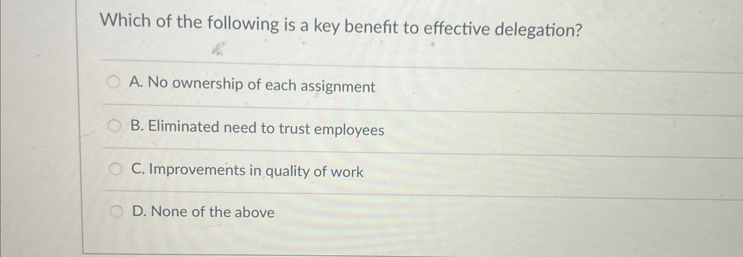 Solved Which of the following is a key benefit to effective | Chegg.com