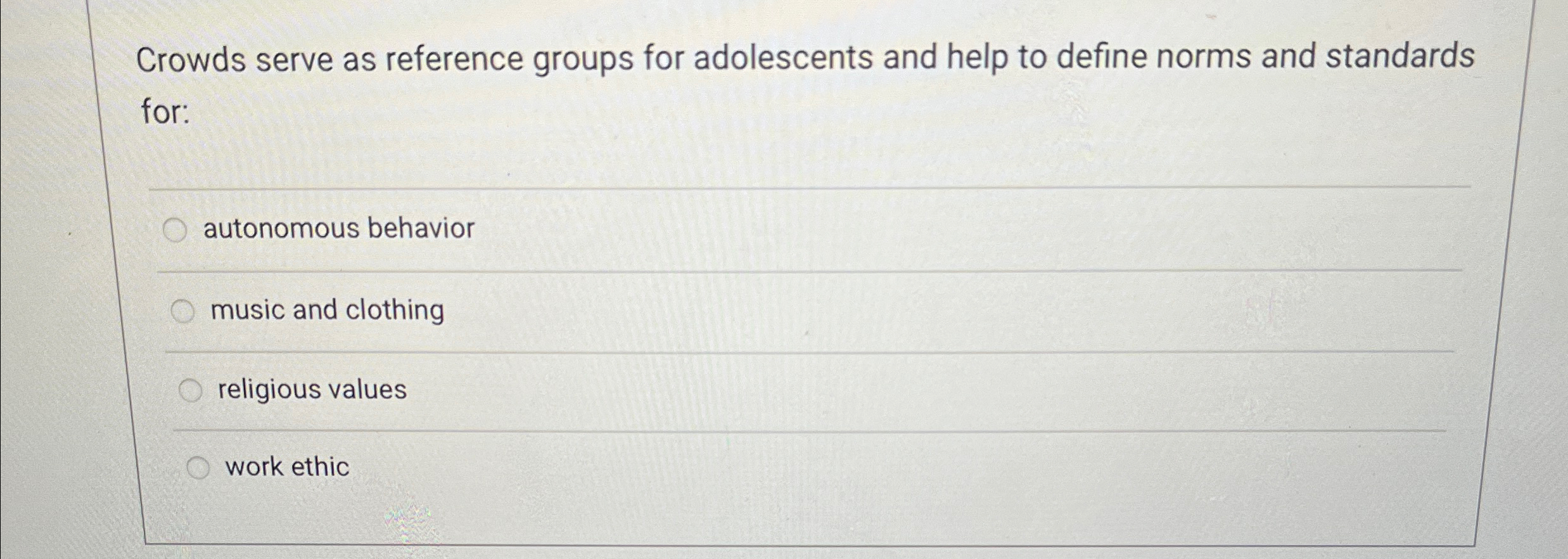 Solved Crowds serve as reference groups for adolescents and | Chegg.com