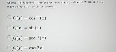Solved Choose "all functions" from the list below that are | Chegg.com