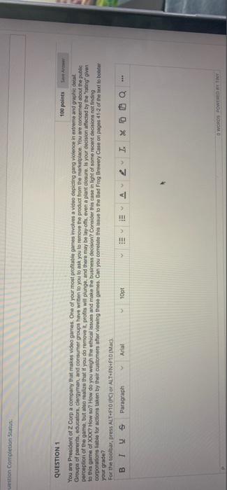 Solved uestion Completion Status QUESTION 1 100 points You | Chegg.com