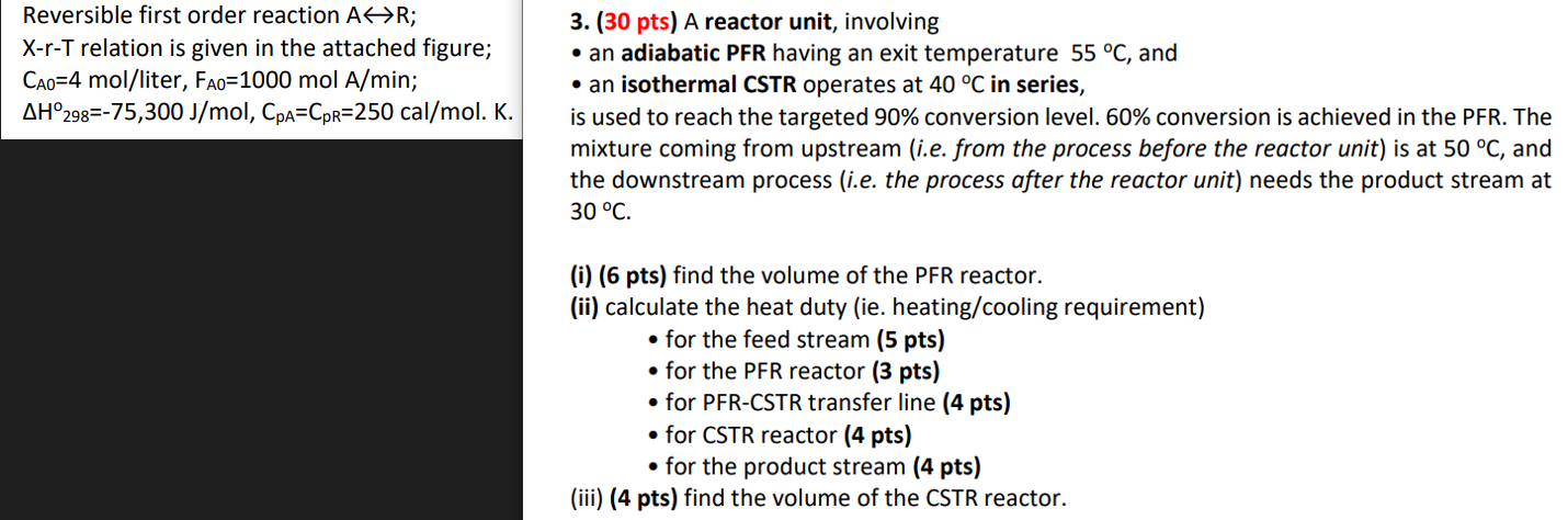 Solved Reversible first order reaction AharrR;x-r-T | Chegg.com