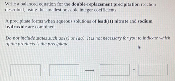 Solved Write a balanced equation for the double-replacement | Chegg.com