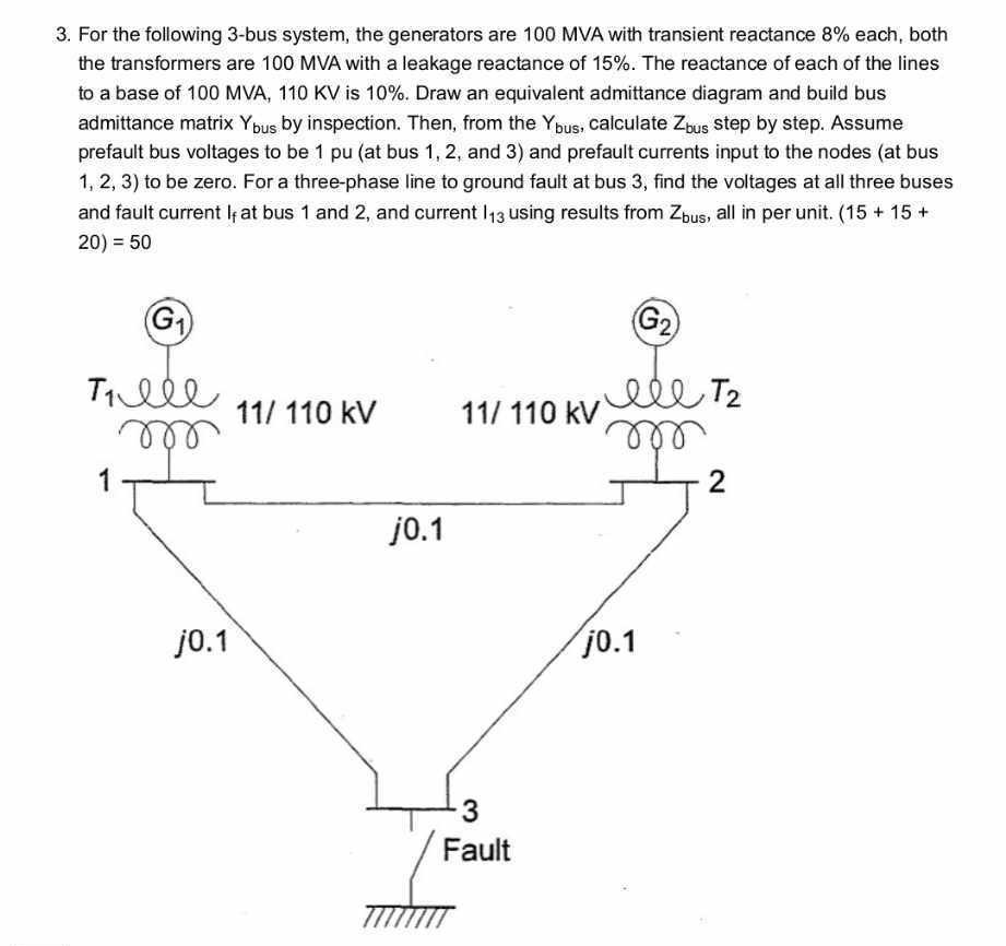 Solved For the following 3 -bus system, the generators are | Chegg.com