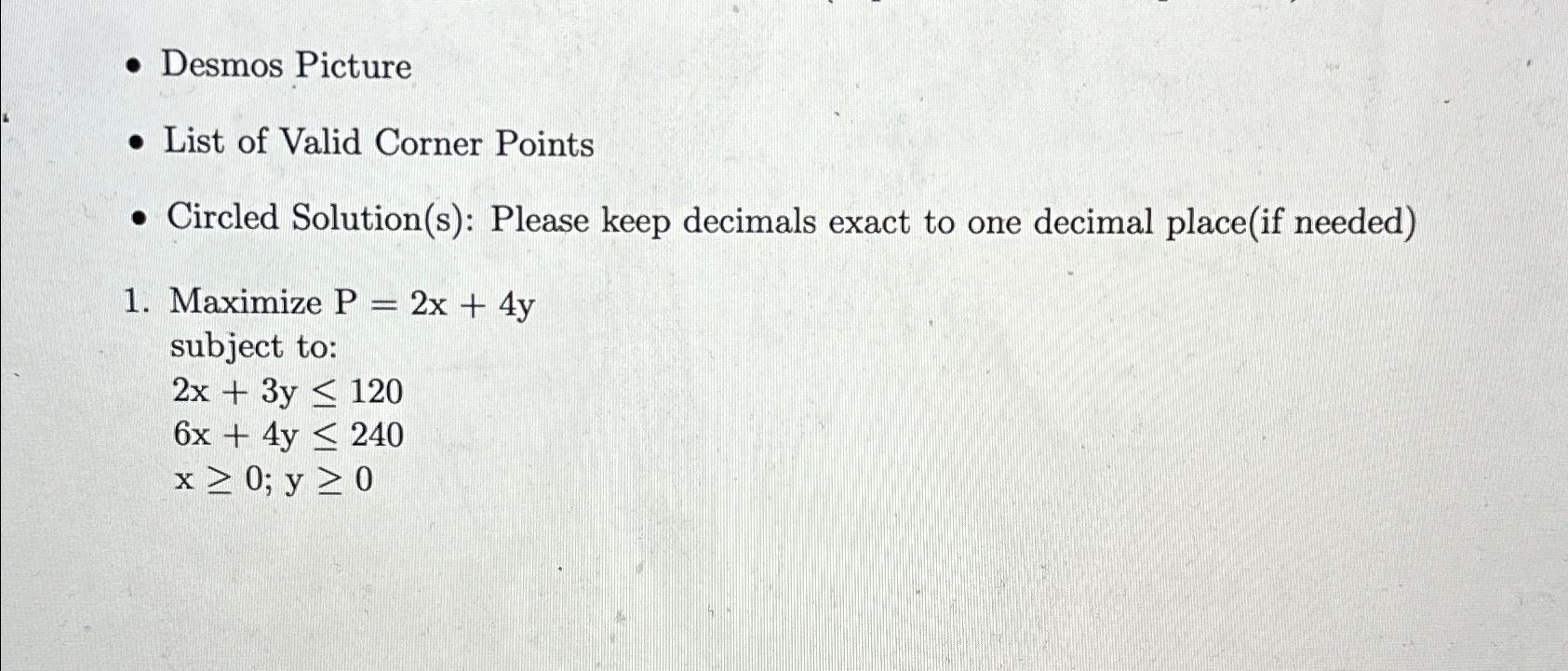 Solved Desmos PictureList of Valid Corner PointsCircled | Chegg.com