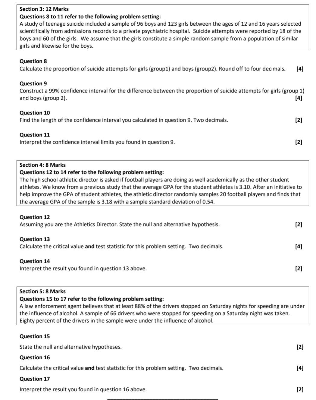 Solved Section 1: 14 Marks Questions 1 to 4 refer to the | Chegg.com