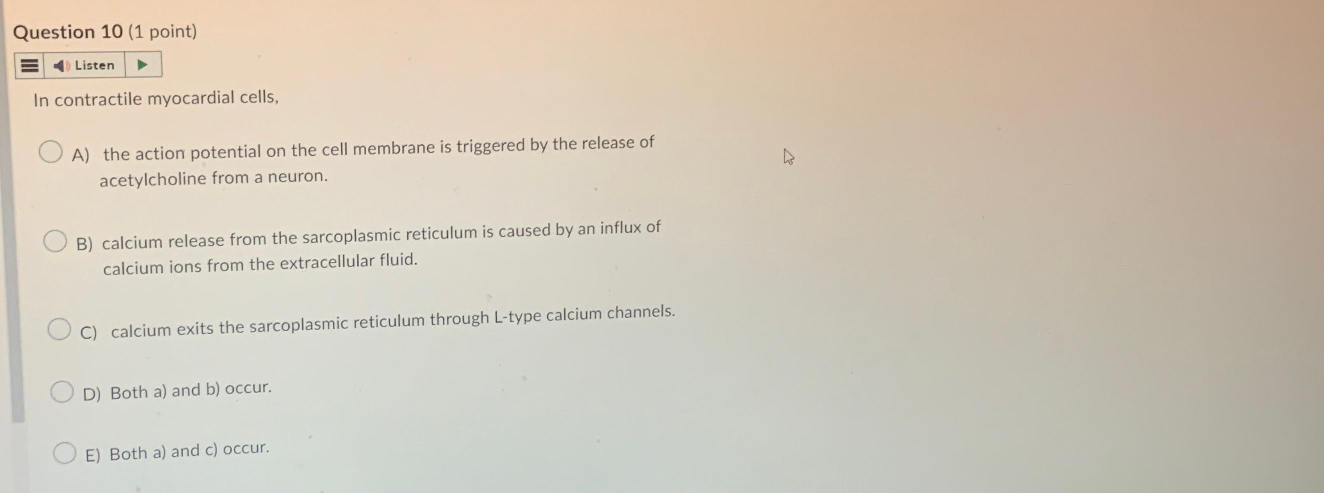 Solved Question 10 (1 ﻿point)ListenIn contractile myocardial | Chegg.com