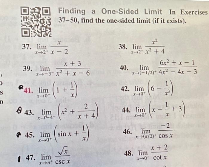 Solved Finding a One-Sided Limit In Exercises 37−50, find | Chegg.com
