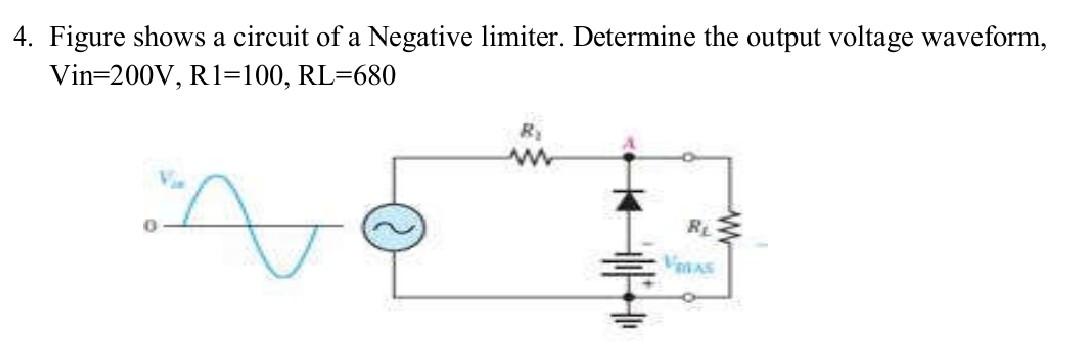 Solved 4. Figure shows a circuit of a Negative limiter. | Chegg.com