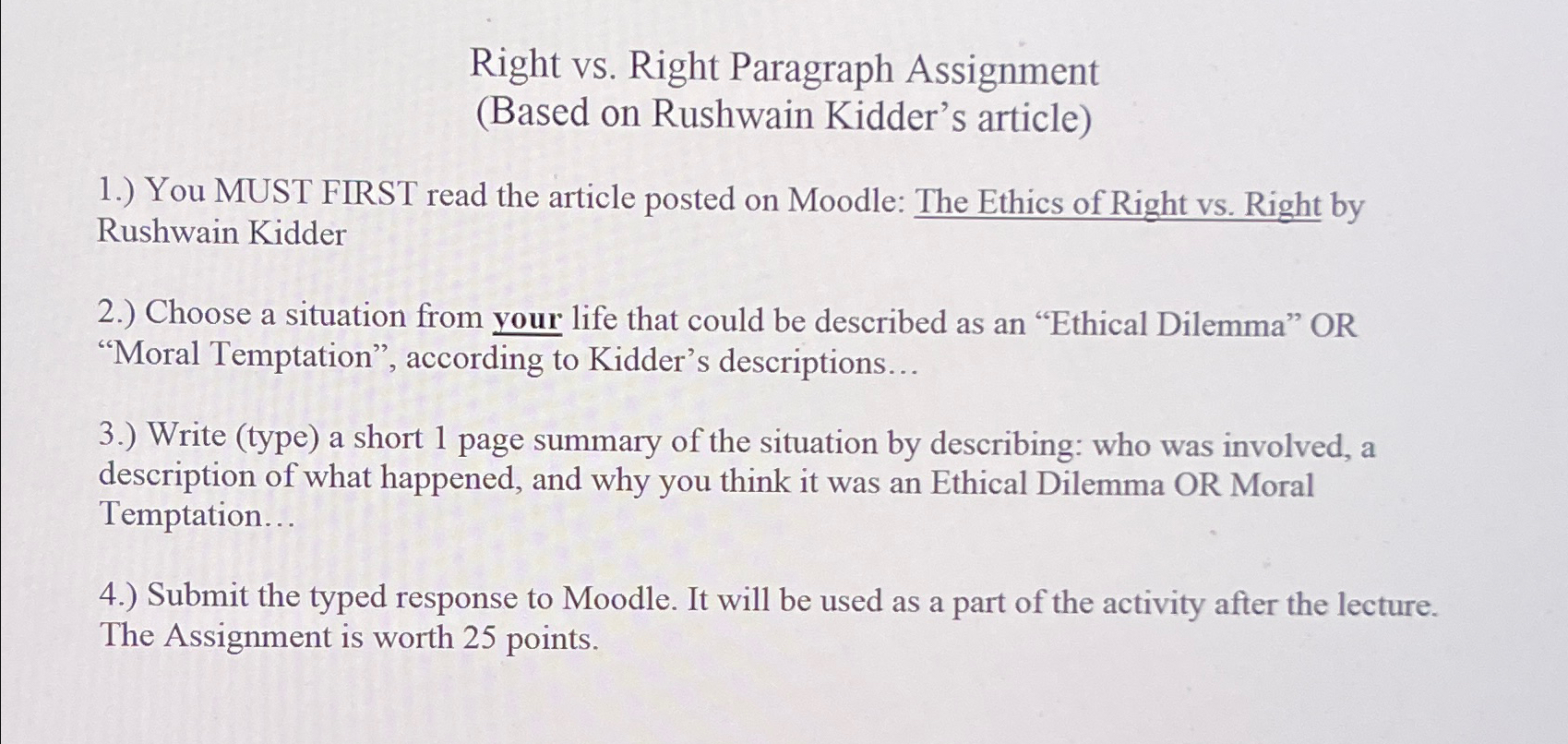 Solved Right vs. Right Paragraph Assignment\\n(Based on | Chegg.com