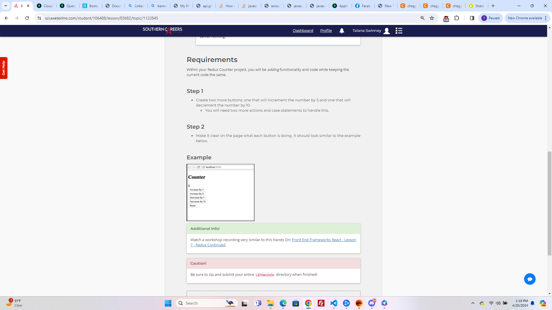 Solved RequirementsWithin your Redux Counter project, you | Chegg.com