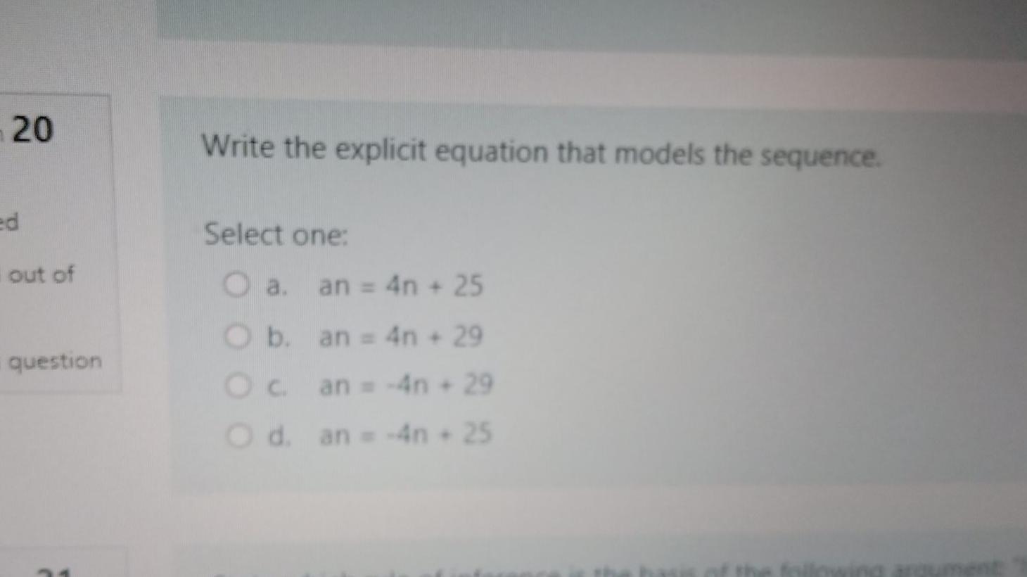 Solved 20 Write the explicit equation that models the | Chegg.com