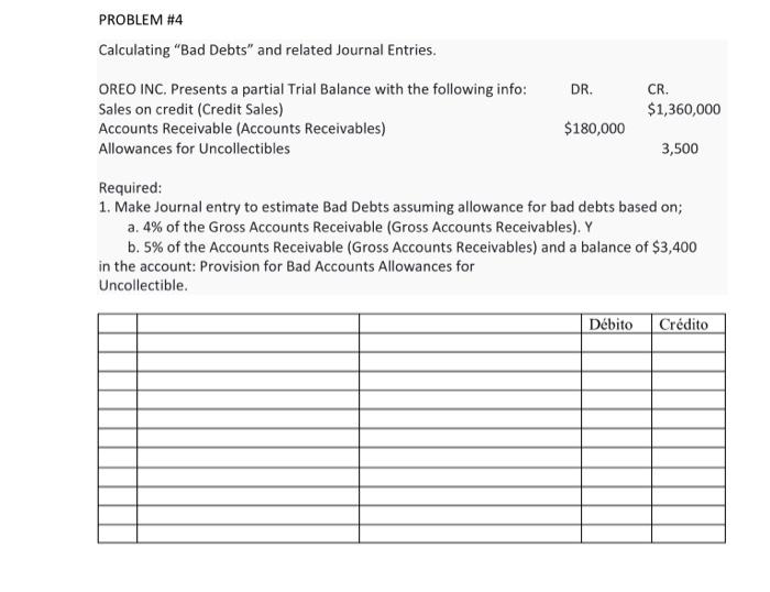 Solved Required: 1. Make Journal entry to estimate Bad Debts | Chegg.com