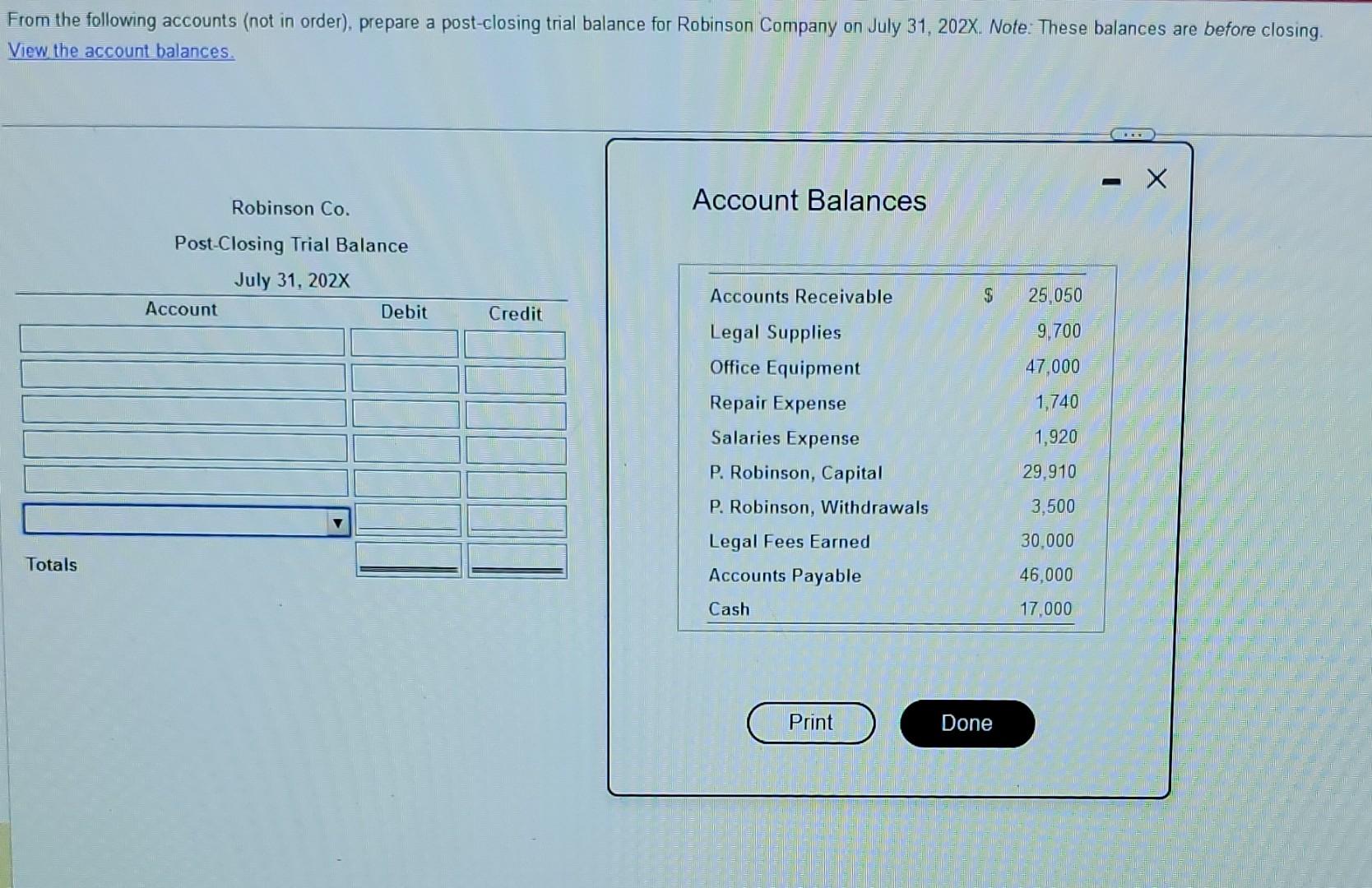 Solved From the following accounts (not in order), prepare a | Chegg.com