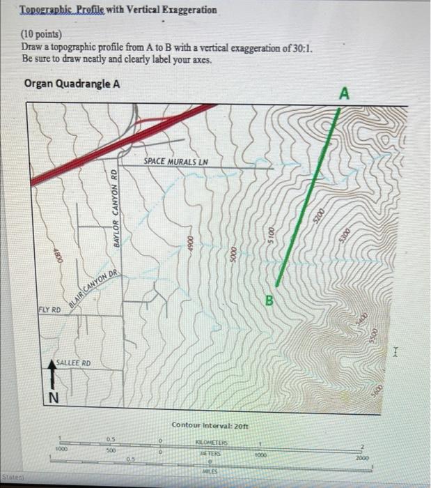 Solved Topographic. Profile with Vertical Exaggeration (10 | Chegg.com