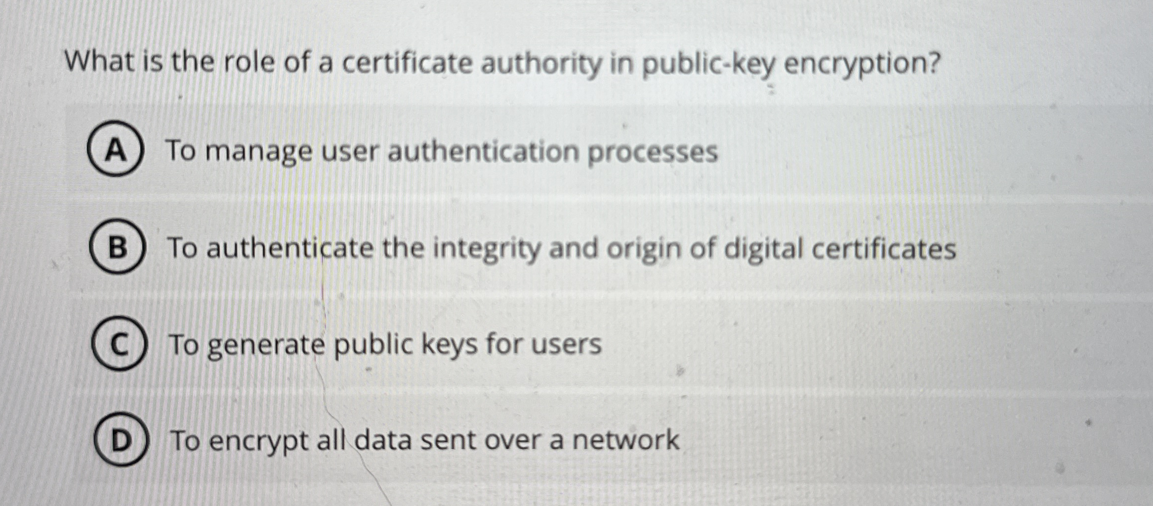 Solved What is the role of a certificate authority in | Chegg.com