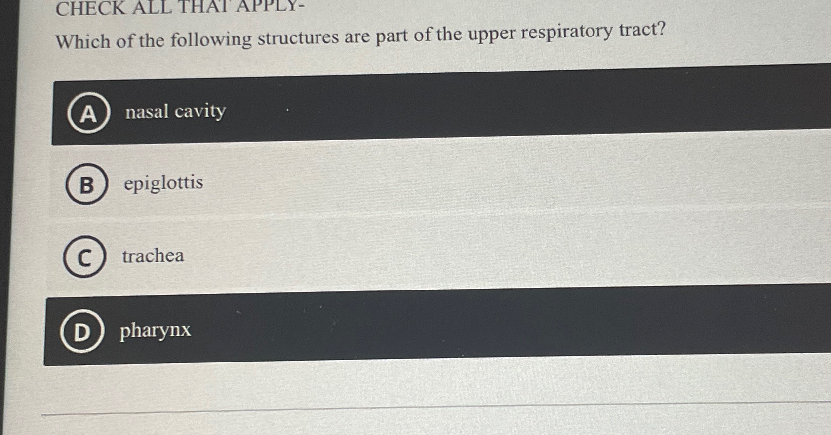 Solved CHECK ALL THAT APPLY-Which of the following | Chegg.com