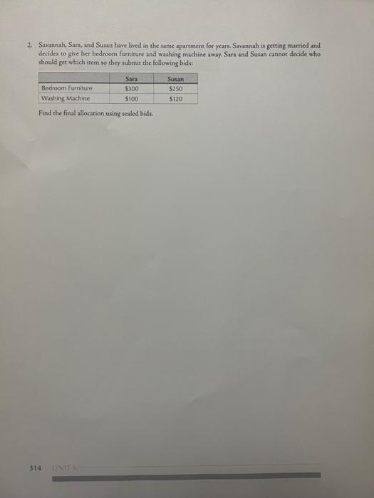 Solved Fair Division of Indivisible Objects Worksheet 1. | Chegg.com
