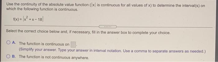 Solved Use the continuity of the absolute value function (1x | Chegg.com