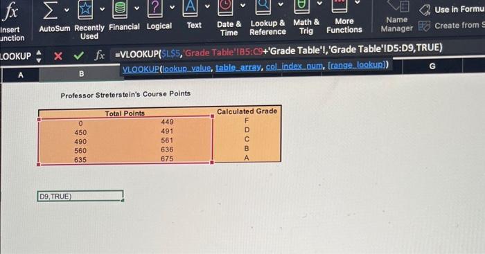 Solved =VLOOKUP(\$L\$5,'Grade Table'IB5:C9+'Formatting | Chegg.com