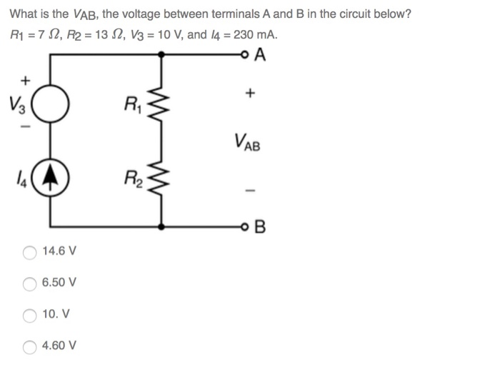 Solved What is the VAB, the voltage between terminals A and | Chegg.com