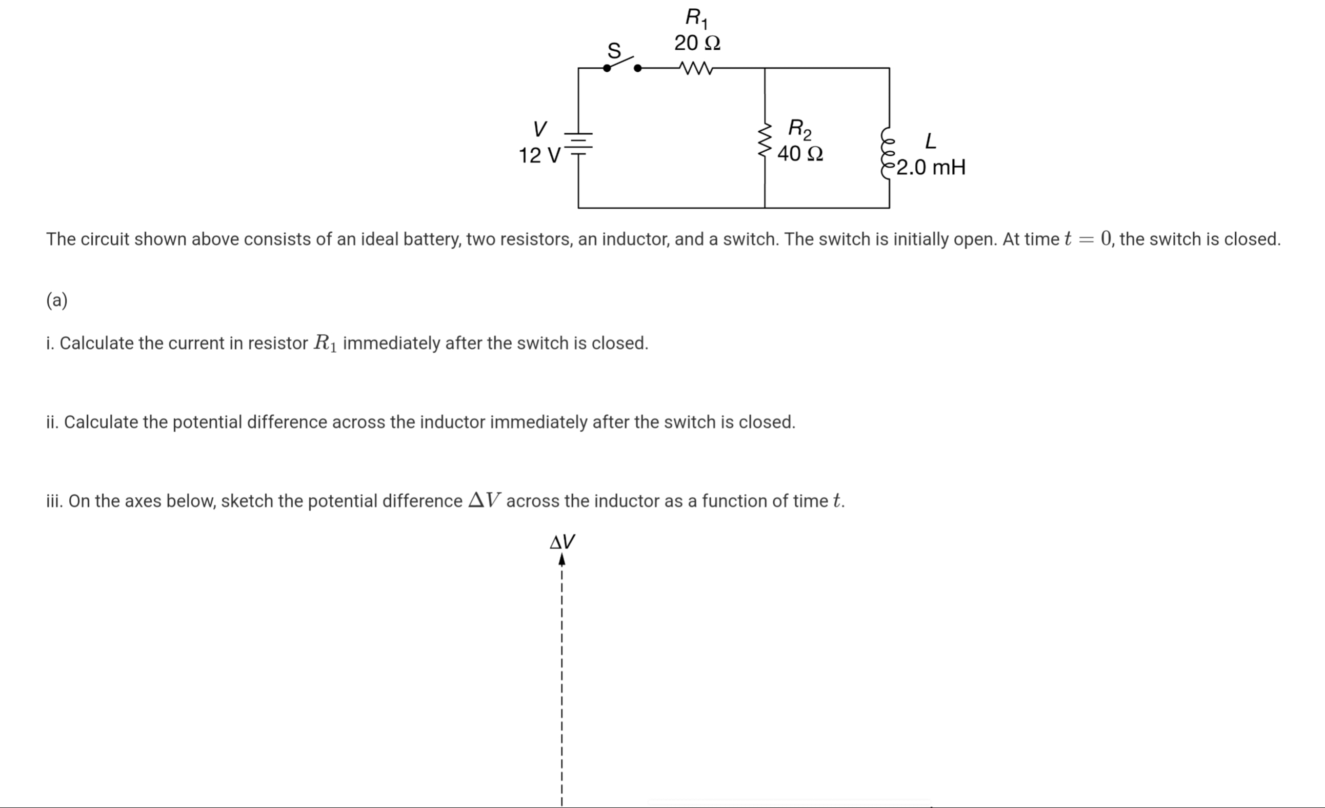 Solved (b) ﻿After a long time, the switch is now opened.i. | Chegg.com