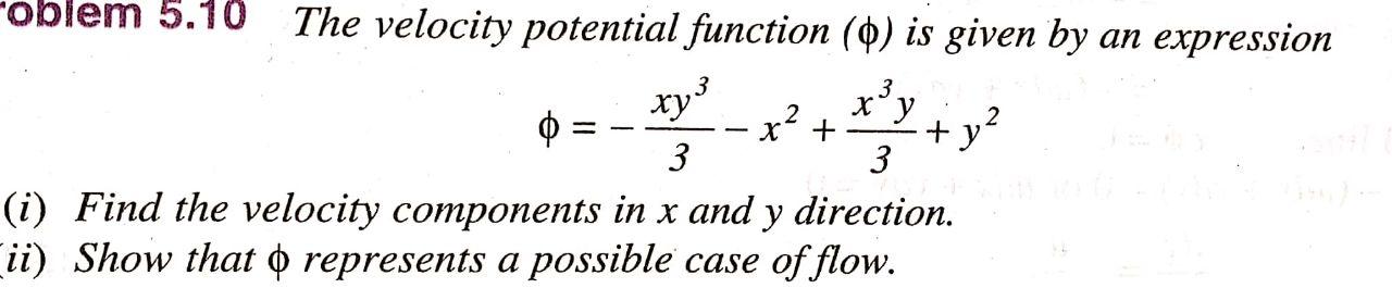 Solved oblem 5.10 The velocity potential function (0) is | Chegg.com