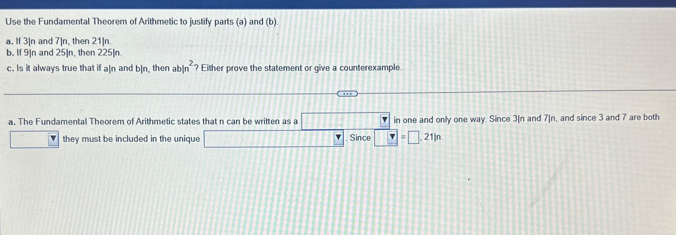 Solved Use the Fundamental Theorem of Arithmetic to justify | Chegg.com