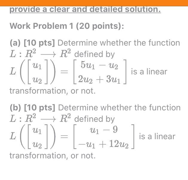 Solved provide a clear and detailed solution. Work Problem 1 | Chegg.com