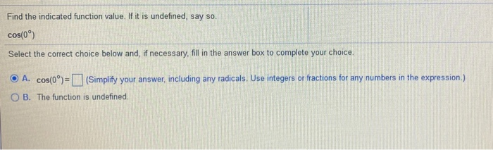 Solved Find the indicated function value. If it is | Chegg.com