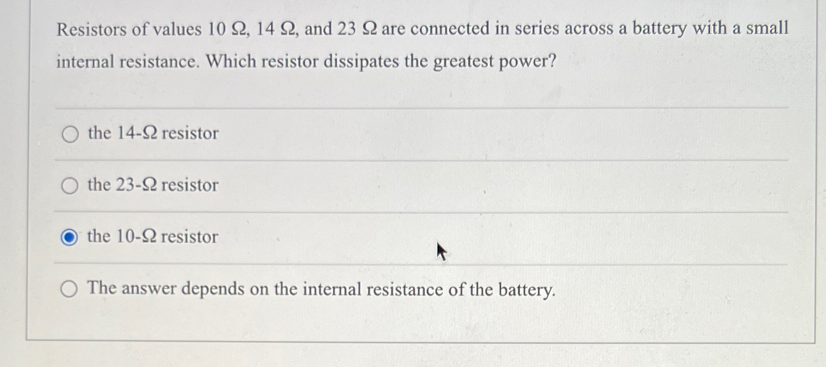 Solved Resistors of values 10\\\\Omega ,14\\\\Omega , and | Chegg.com