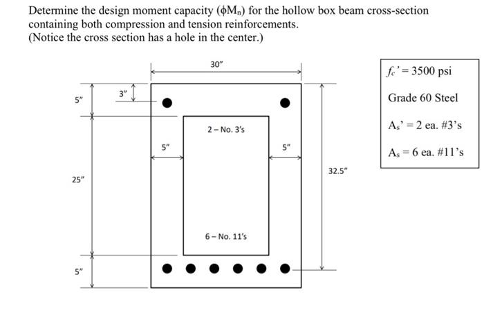 Solved Determine the design moment capacity (ϕMn) for the | Chegg.com