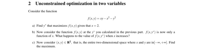 Solved 2 Unconstrained Optimization In Two Variables 1657