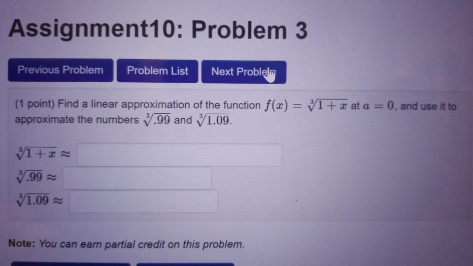 Solved Assignment10 Problem 3 Previous Problem Problem List 5997