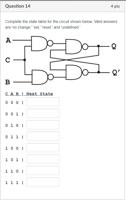 Solved Complete the state table for the circuit shown below. | Chegg.com