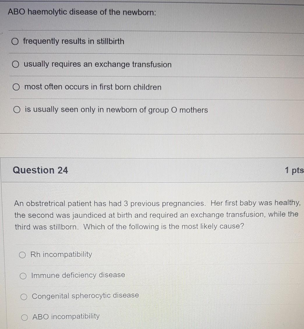Solved ABO haemolytic disease of the newborn: O frequently | Chegg.com