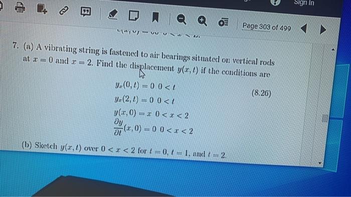 Solved 7. (a) A vibrating string is fastened to air bearings | Chegg.com