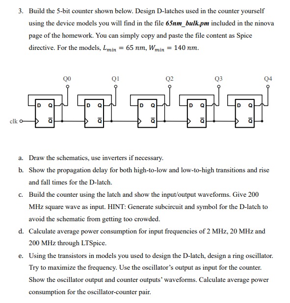 Build the 5-bit counter shown below. Design D-latches | Chegg.com