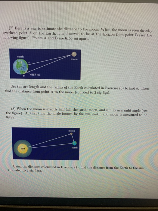 Solved (7) Here is a way to estimate the distance to the | Chegg.com
