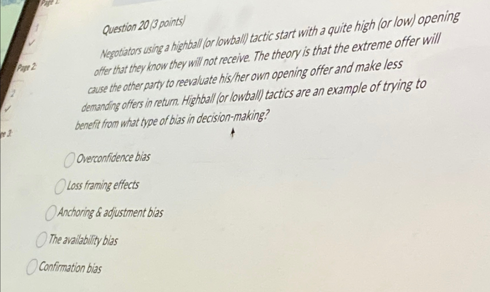 Solved Question 20 (3 ﻿points)Negotiators using a highball | Chegg.com