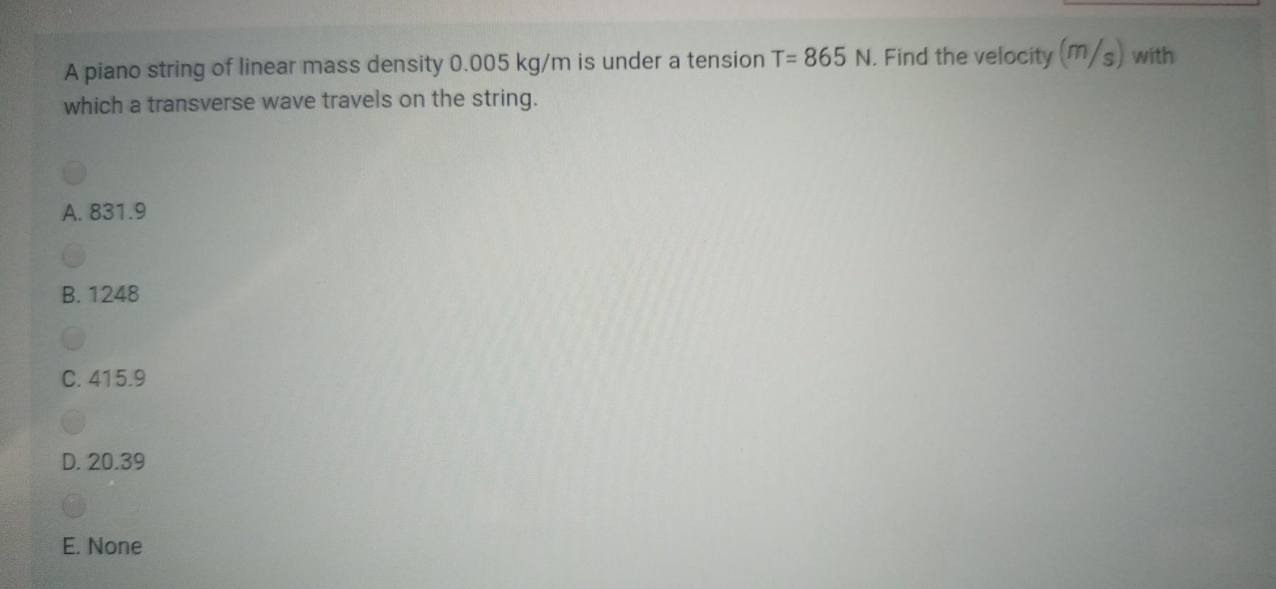 Solved A piano string of linear mass density 0.005 kg/m is | Chegg.com