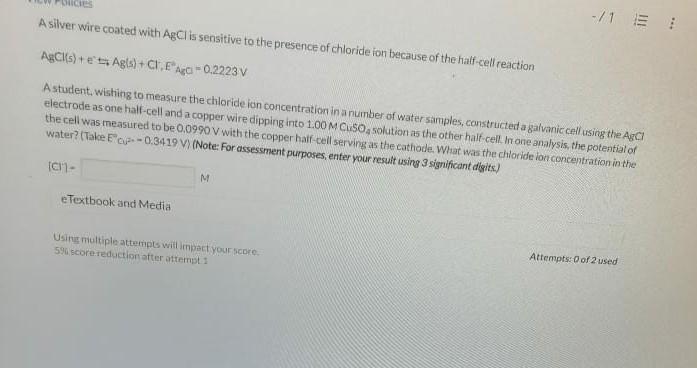Solved A silver wire coated with AgClG is sensitive to the | Chegg.com